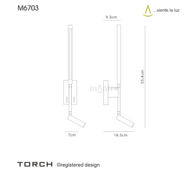 LED аплик с ключ MANTRA 6702 TORCH• UltraLight.bg