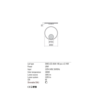 LED плафон REDO 01-1699-DALI ORBIT BRASS 3000K • UltraLight.bg