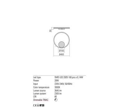 LED плафон REDO 01-1699-TRIAC ORBIT BRASS 3000K • UltraLight.bg