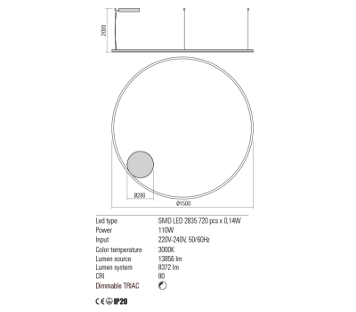 LED пендел REDO 01-1719-TRIAC ORBIT BRONZE 3000K • UltraLight.bg