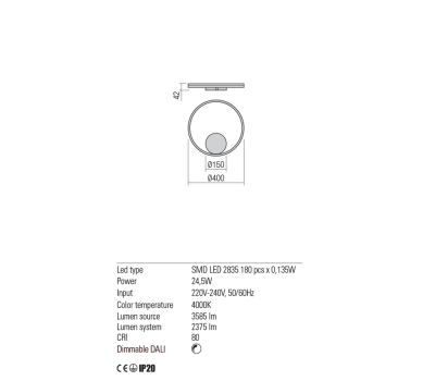 LED плафон REDO 01-1902-DALI ORBIT WHITE 4000K • UltraLight.bg