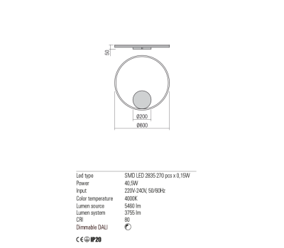 LED плафон REDO 01-1905-DALI ORBIT BRONZE 4000K • UltraLight.bg