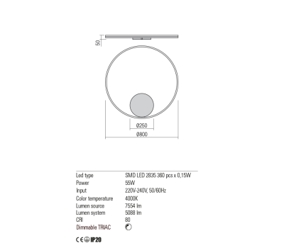 LED плафон REDO 01-1908-TRIAC ORBIT WHITE 4000K • UltraLight.bg
