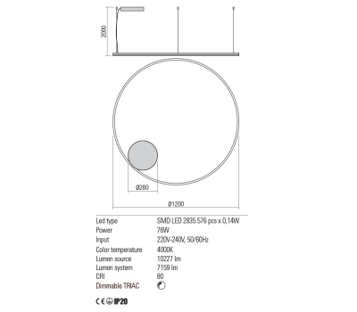 LED пендел REDO 01-1918-TRIAC ORBIT WHITE 4000K • UltraLight.bg