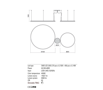 LED пендел REDO 01-1966-TRIAC ORBIT BLACK 4000K • UltraLight.bg