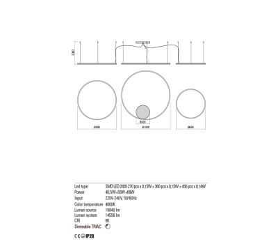 LED пендел REDO 01-1967-TRIAC ORBIT BLACK 4000K • UltraLight.bg