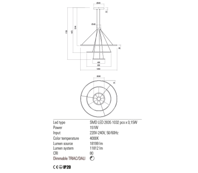 LED пендел REDO 01-2483-TRIAC ORBIT BLACK 4000K • UltraLight.bg