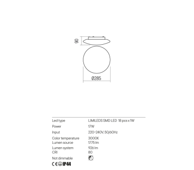 LED плафон за баня REDO 01-2988 ANTIBA • UltraLight.bg