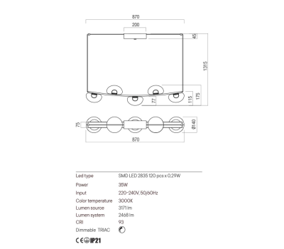 LED пендел REDO 01-3244 SINCLAIR • UltraLight.bg