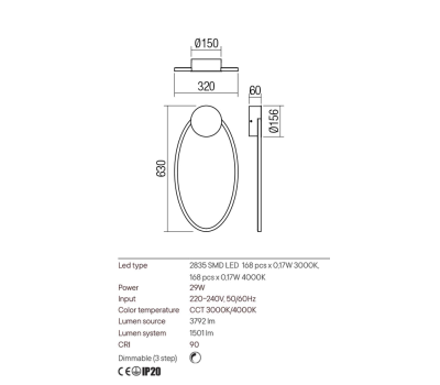 LED аплик REDO 01-3295 LEO CCT BK • UltraLight.bg