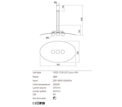 LED пендел REDO 01-3309 CODY • UltraLight.bg
