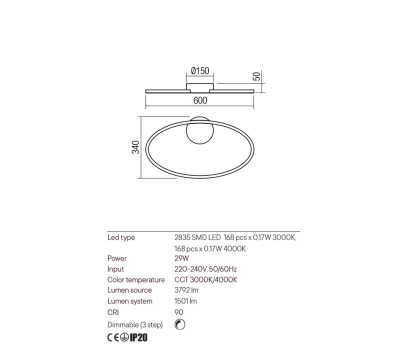 LED плафон REDO 01-3334 LEO CCT BK • UltraLight.bg